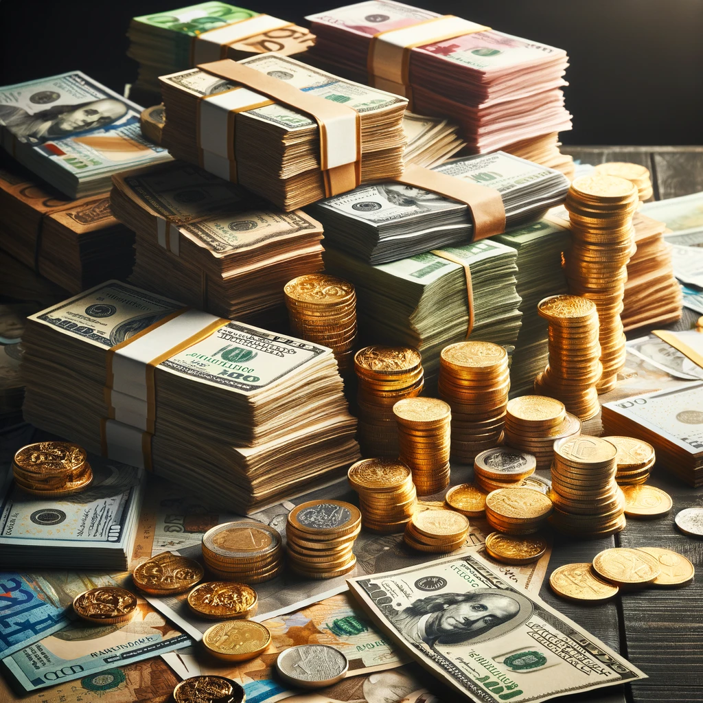 DALL·E 2024-03-24 21.12.12 - A scene depicting a large sum of money ...