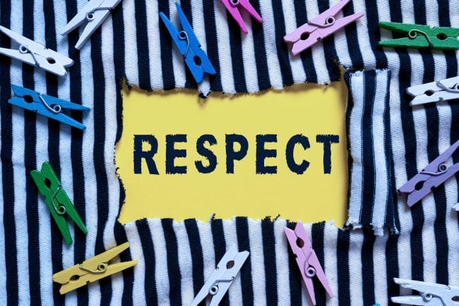 Text showing inspiration Respect. Concept meaning feeling of deep ...